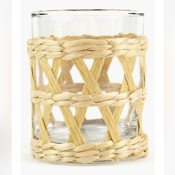 8 Oak Lane | Dining | 8 Oak Lane Rattan Old Fashioned Glass Set Of 4 ...